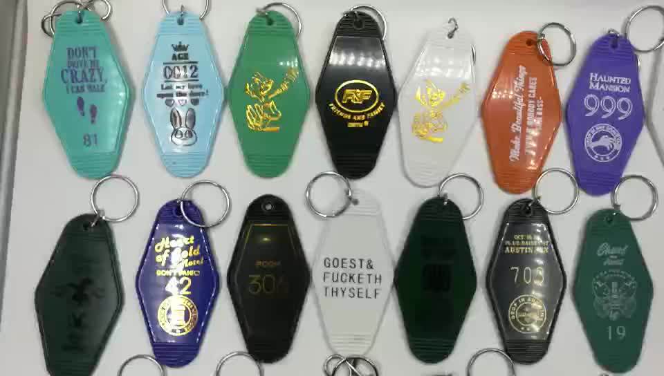 Custom Promotion Hot Stamping Printing Logo Acrylic Hotel Keychain ...