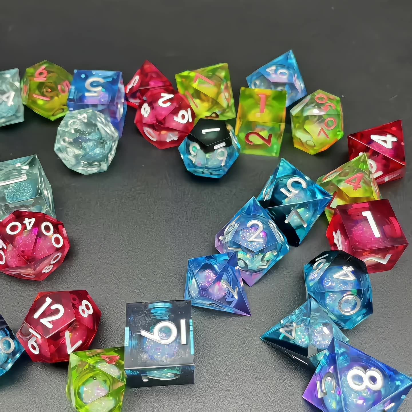Dnd Liquid Core Dice Set Resin Liquid Core Filled Sharp Edge D&d Dice ...