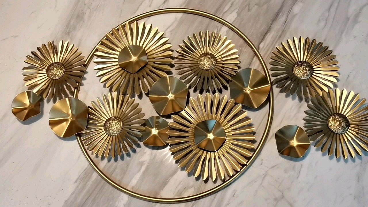 Golden Circle Light Luxury Sun Flower Metal Wall Decorations - Buy ...