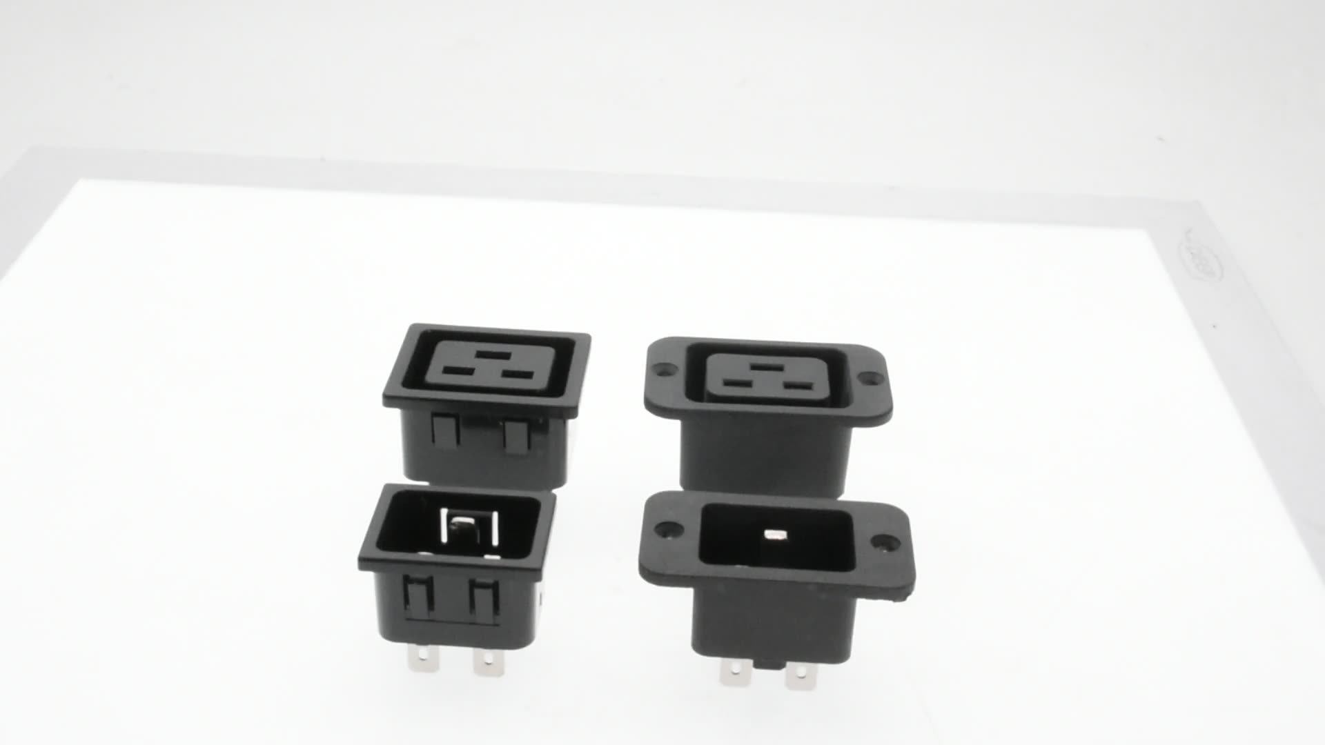 Black 16a 250v Iec-c19/c20 Universal Panel Mount Adaptor Plug Connector ...