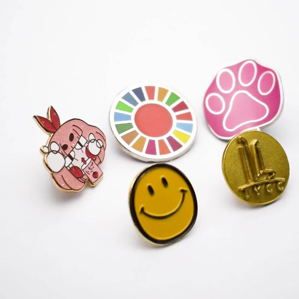 Cartoon Custom Metal Hard Enamel Pins Custom Cartoon Pink Flower Lapel ...