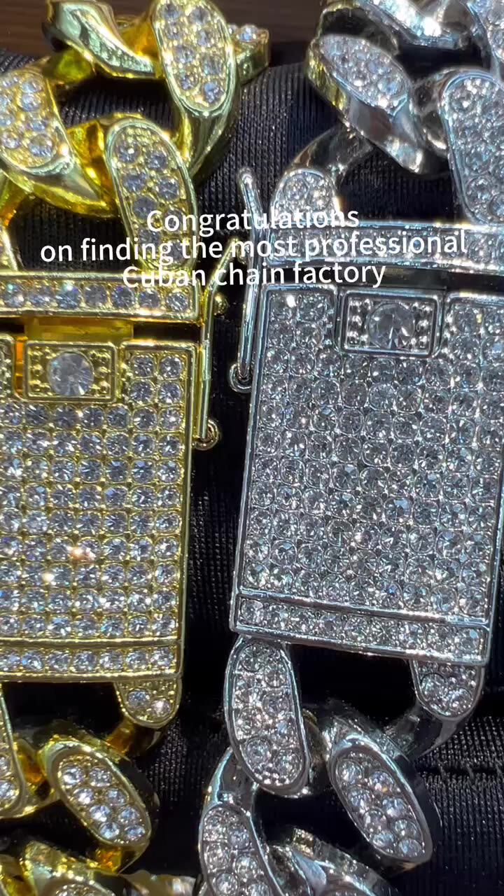 Customized Hip Hop Hipster Cuban Chain Diamond Necklace 45cm Full ...