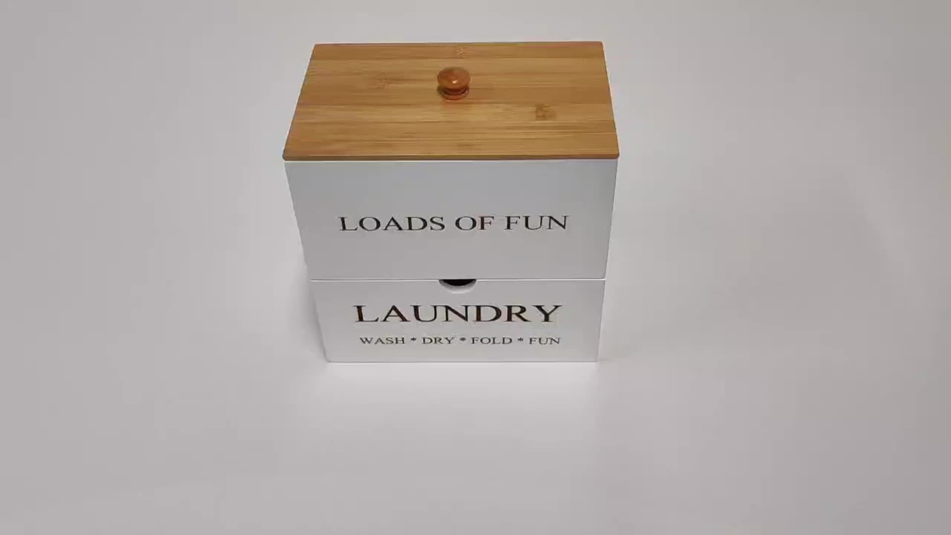 Wood Laundry Pod Holder Box Rustic Bamboo Dryer Sheet Holder With ...