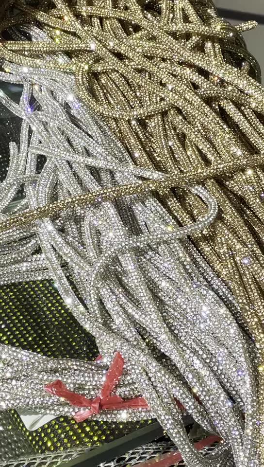 S528 Fashion Rhinestone Cord Strings 120 Cm Crystal Hoodies Drawstrings ...