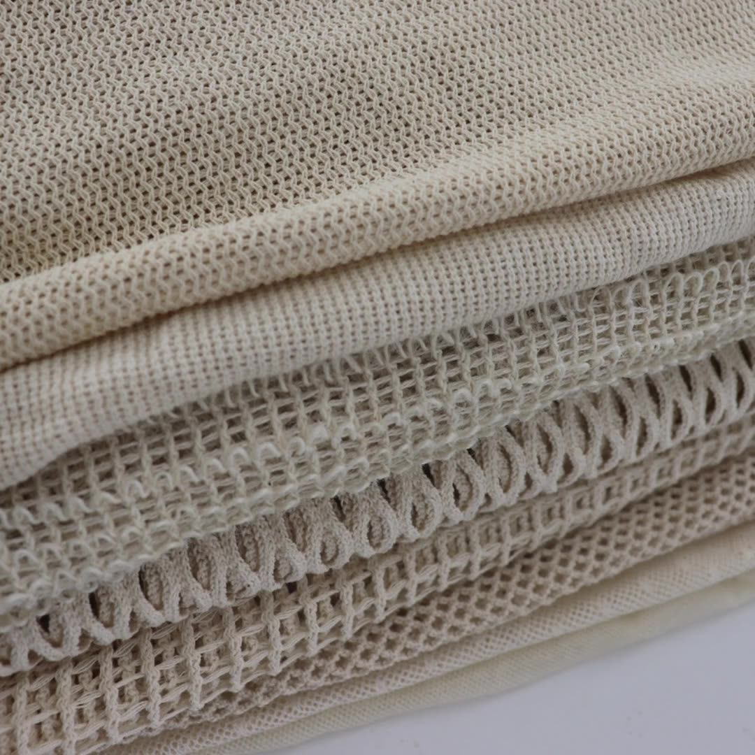150gsm Square Mesh Fabric Recycled Produce Organic Cotton Mesh Bags For ...