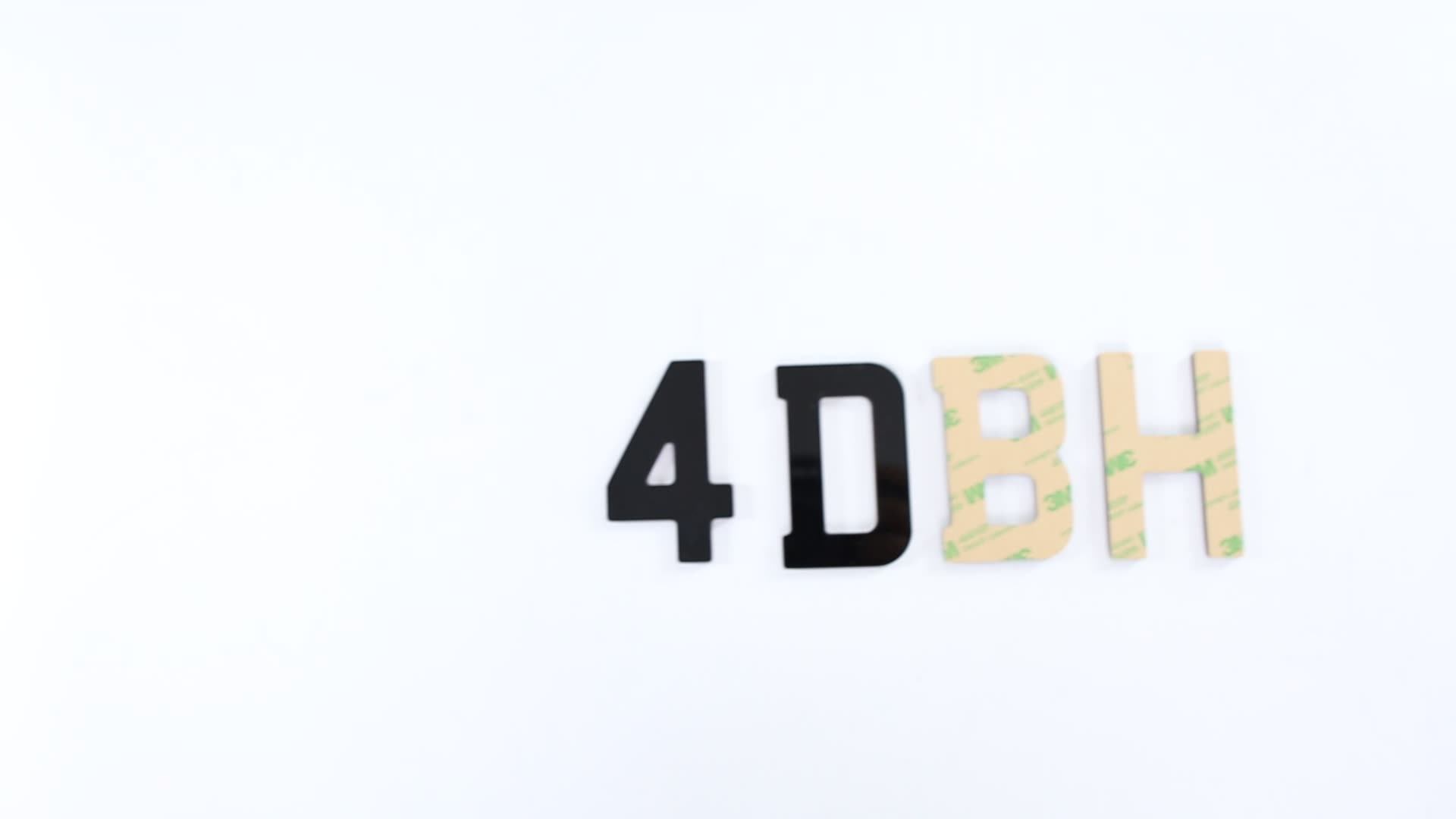 4d Acrylic Letter Back With 3m 468 Tape Number Plate Number 3d Black ...