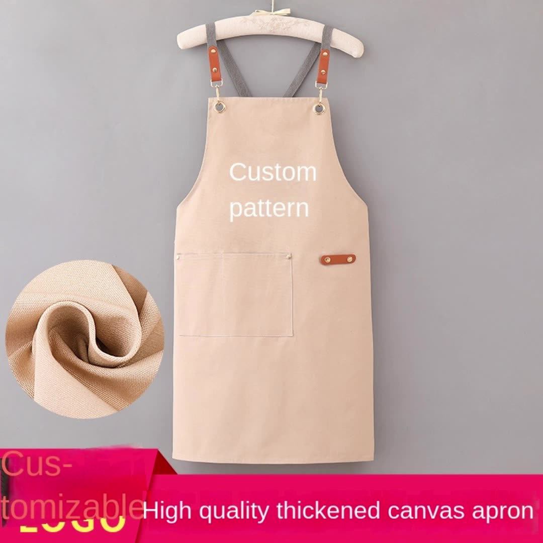 Custom Logo Canvas Chef Cottons Waiter Unisex Uniform Cooking Kitchen ...