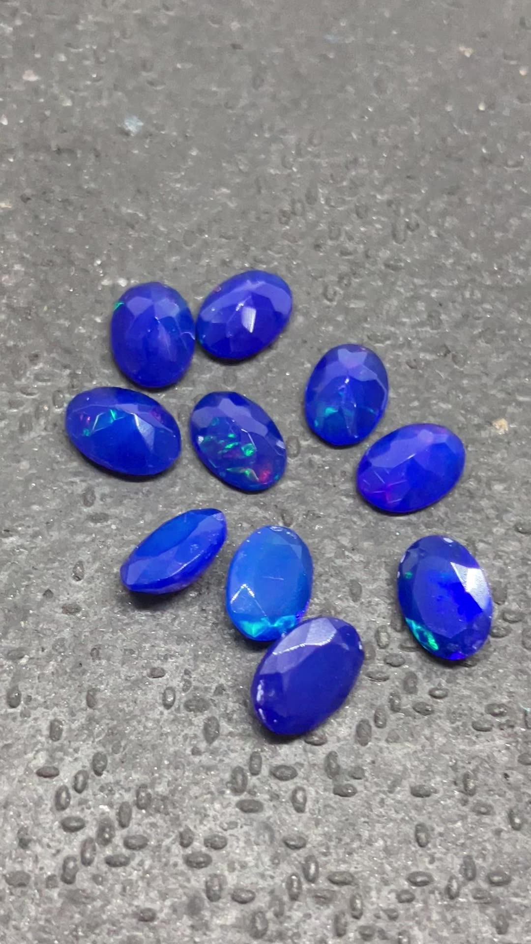 Genuine Oval Ethiopian Opal Blue Fire 4x5mm Cut Faceted Loose Gemstone ...