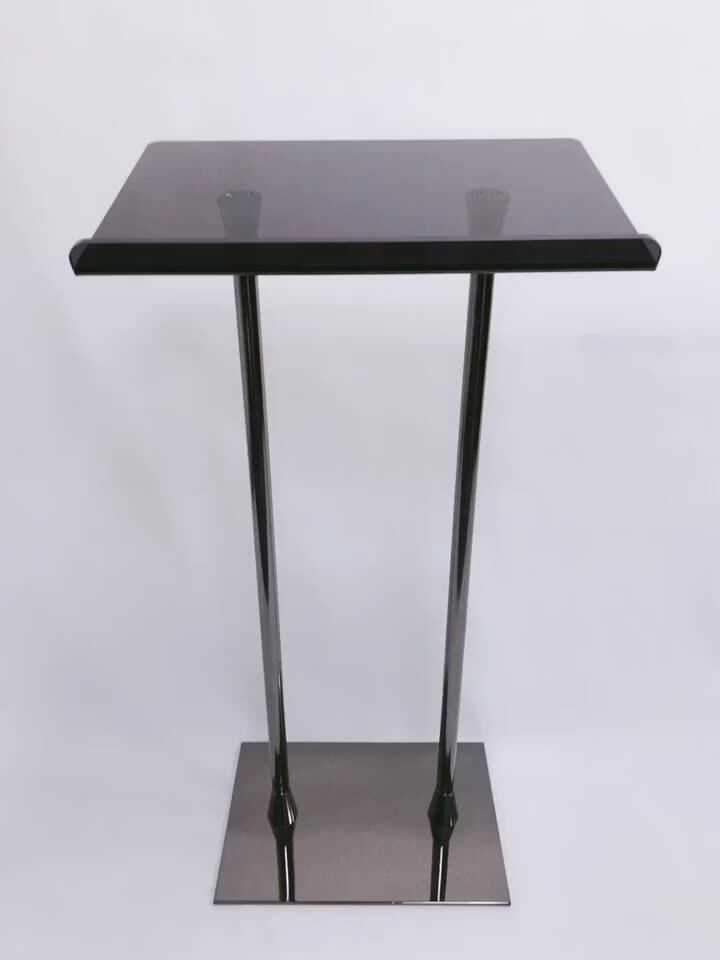 Simple Smoked Gray Acrylic Top Surface Pulpit Lectern Stainless Steel ...