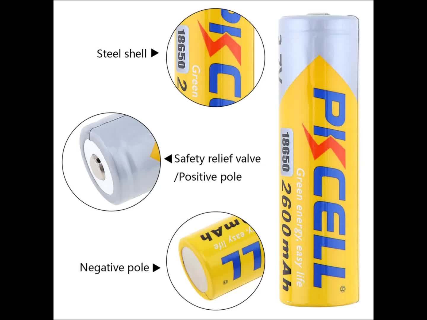 3.7v Rechargeable Lithium Ion Battery 18650 2600mah - Buy Rechargeable ...