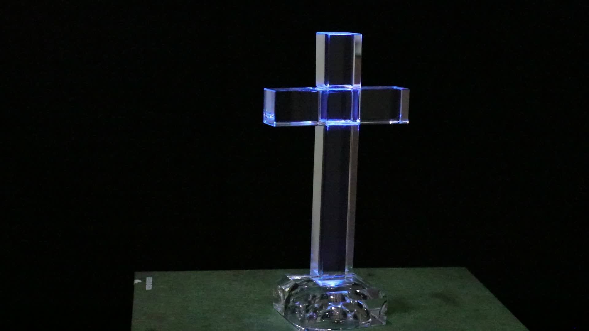 Jesus Christ Led Light Up Glass Standing Cross Mh-15045 - Buy Glass ...