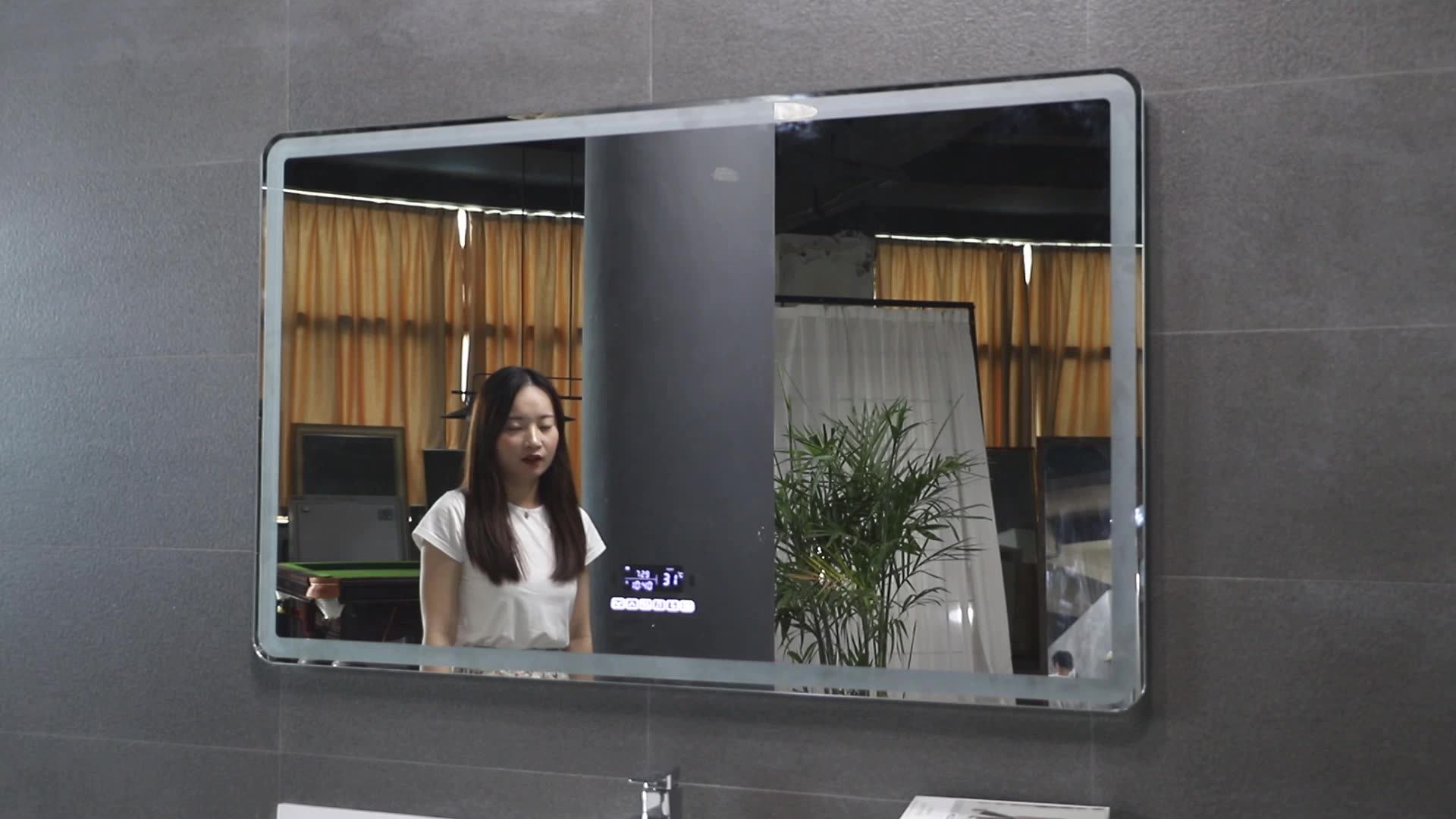 Hotel Wall Mounted Illuminated Smart Led Light Bathroom Bath Mirror ...