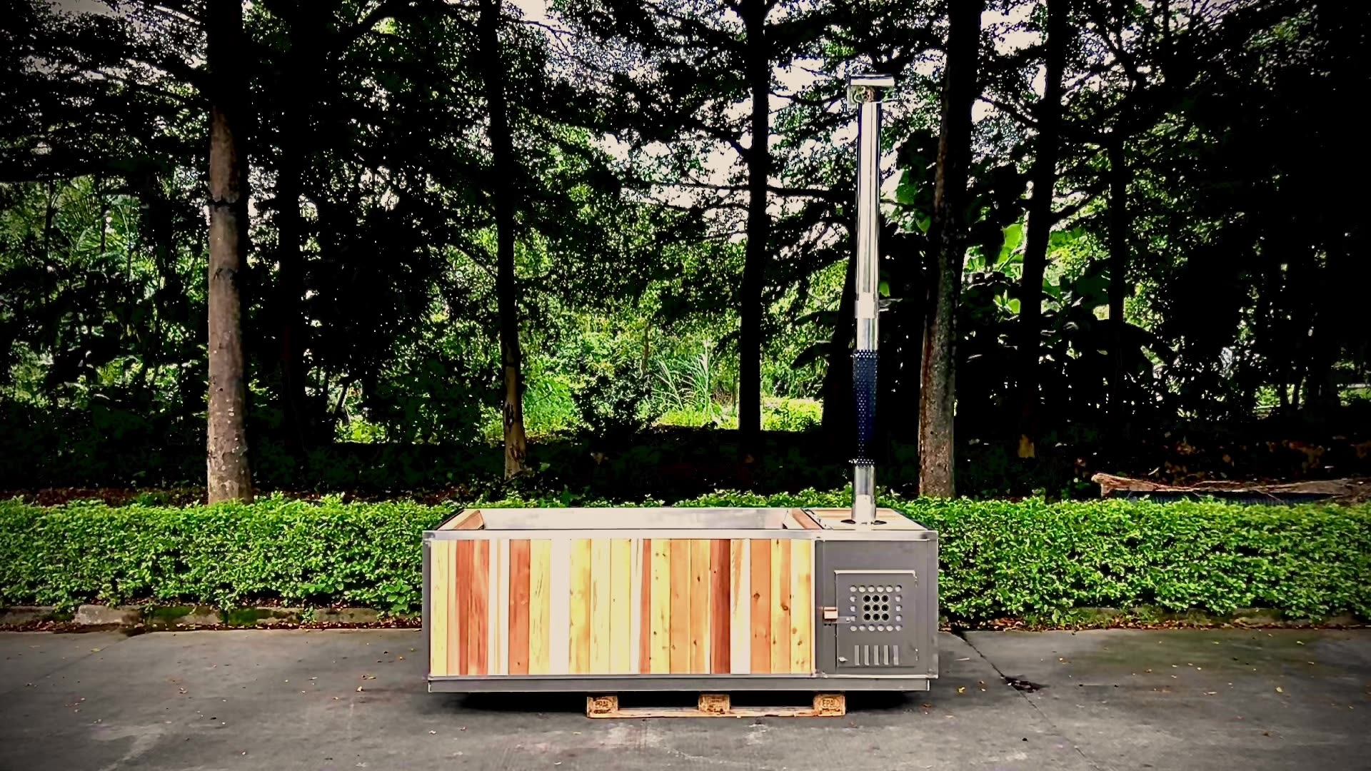 2 Person Wood Fired Hot Tub Stainless Steel Bath Tub Outdoor - Buy Hot ...