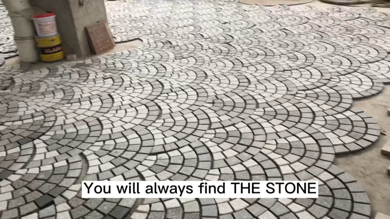 Driveway Granite Paving Blocks Fan Shaped Cobblestone Paver Mats - Buy ...
