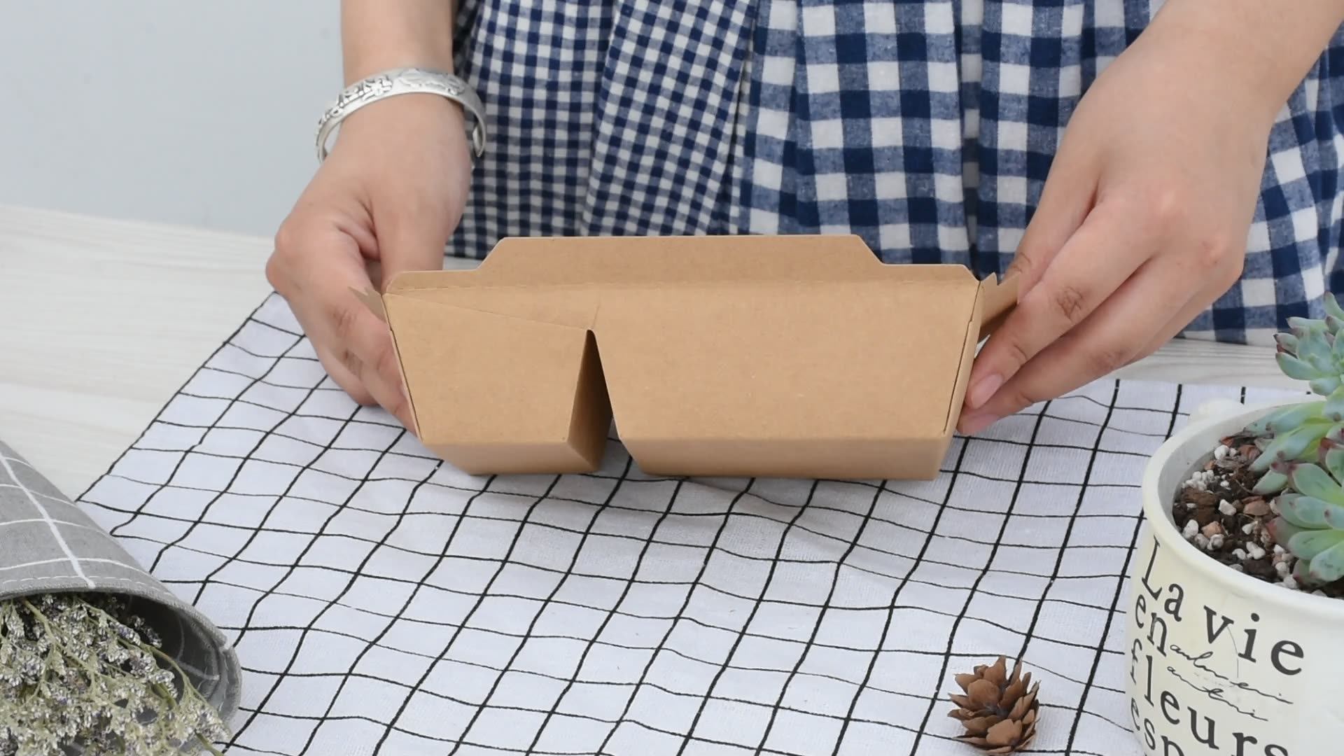 Disposable Lunch Paper Take-out Takeaway Food Container Two Compartment ...