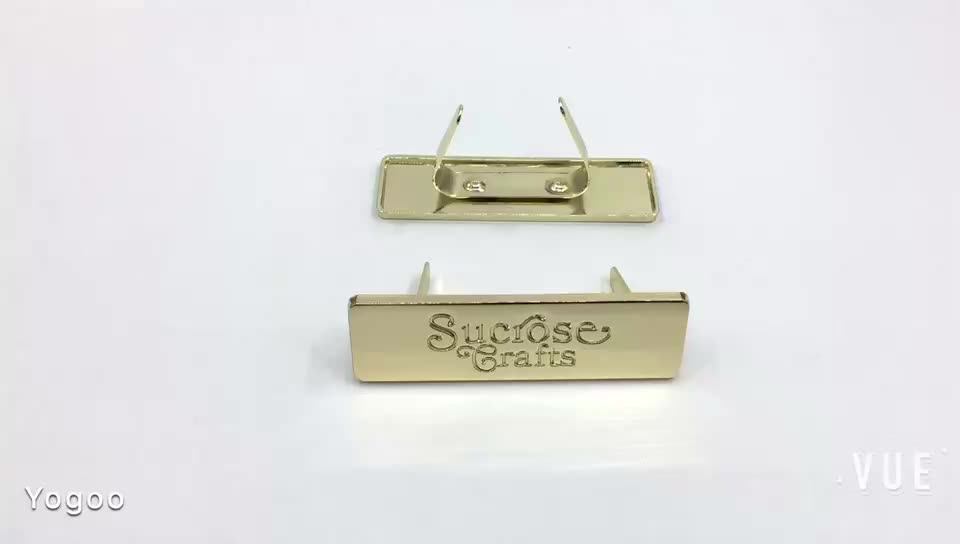 Rectangle Brand Name Plate Light Gold Custom Metal Handbag Logo Label ...