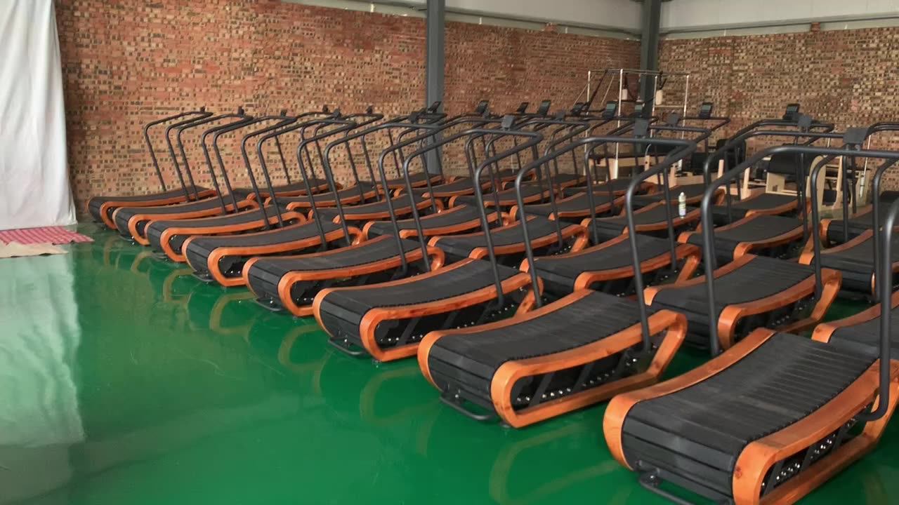 Home Gym Equipment Wood Curved Treadmill Running Machine Air Runner ...