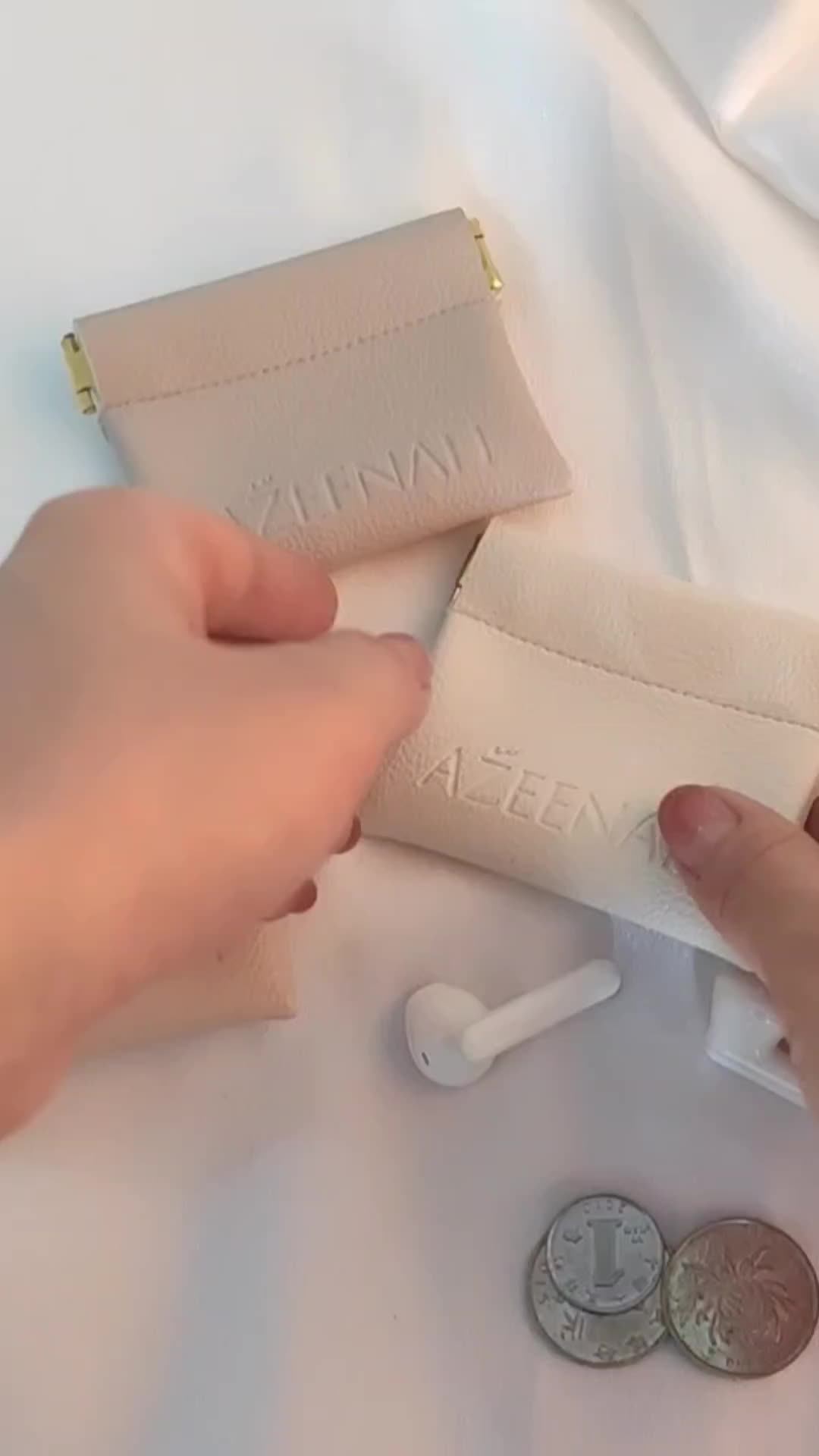 Custom Emboss Printing Squeeze Pu Leather Bag For Coin Jewelry Storage ...