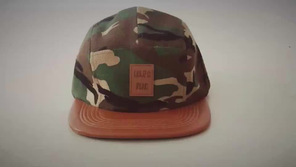 High Quality Custom Flat Brim 5 Panel Cap With Leather Patch - Buy 5 ...