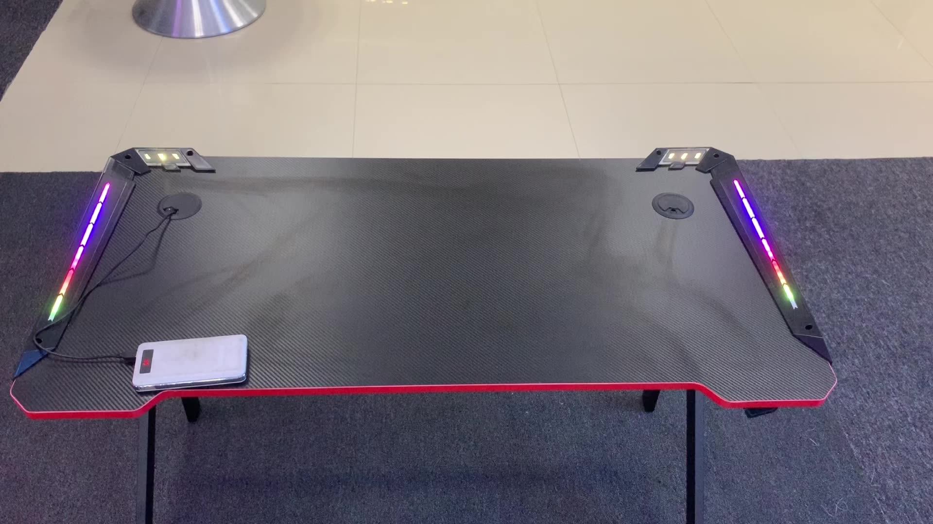 Modern Design K Legs Shaped Rgb Led Light Gaming Table Computer Desk ...