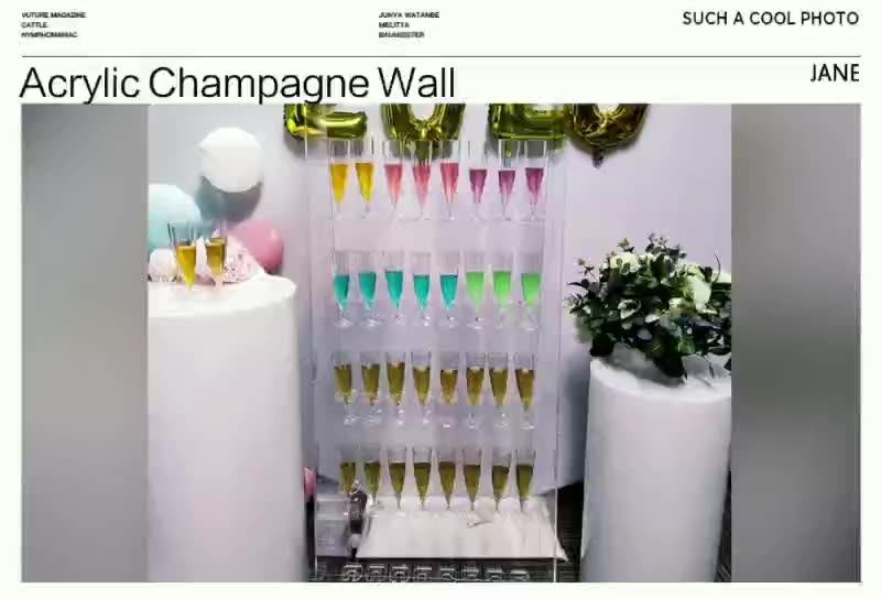 Modern Perspex Wedding Champagne Wall 3 Tier Clear Acrylic Champagne ...
