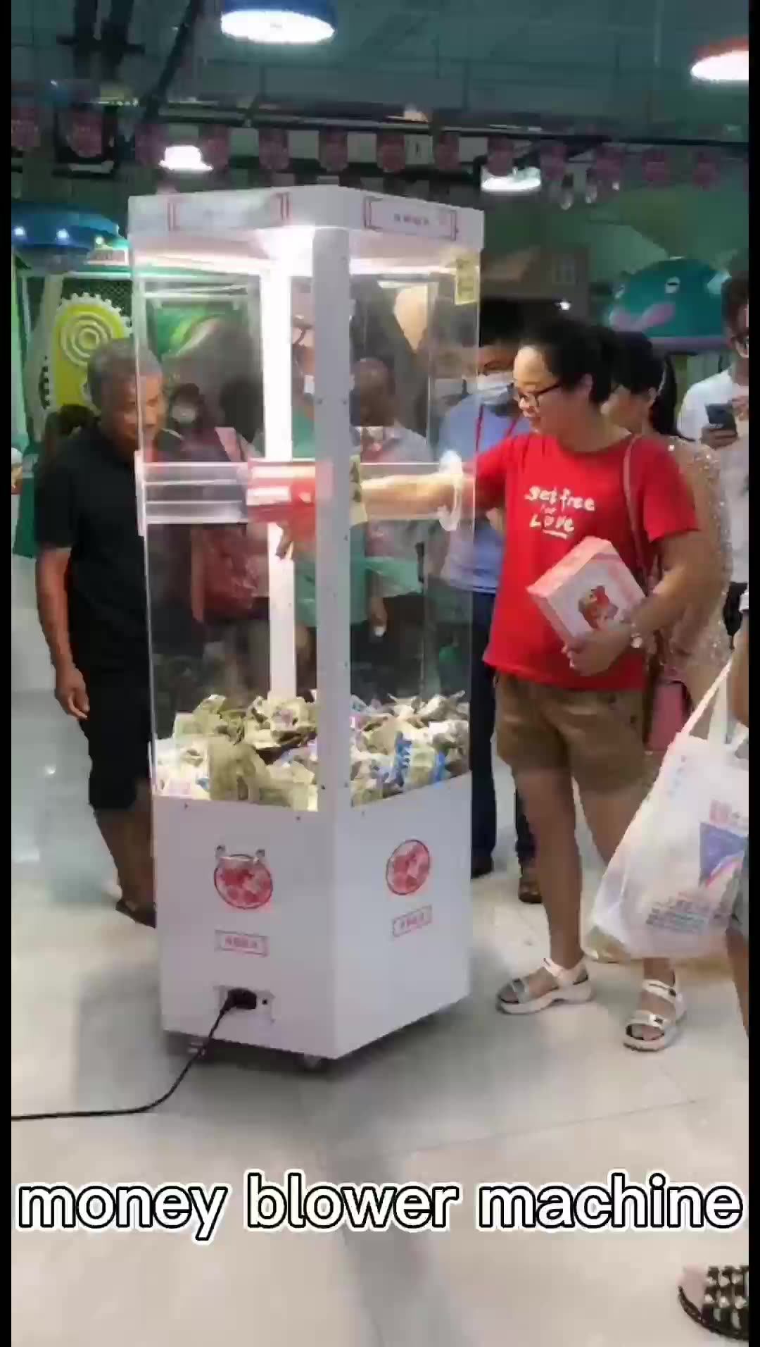 Coin Operated Control Cash Cube Grab Money Blower Catching Booth ...