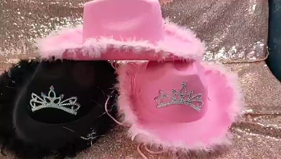 Hstyle Fuzzy Cowboy Hat Fun Party Favors Crown Cowboy Hat For Girl ...