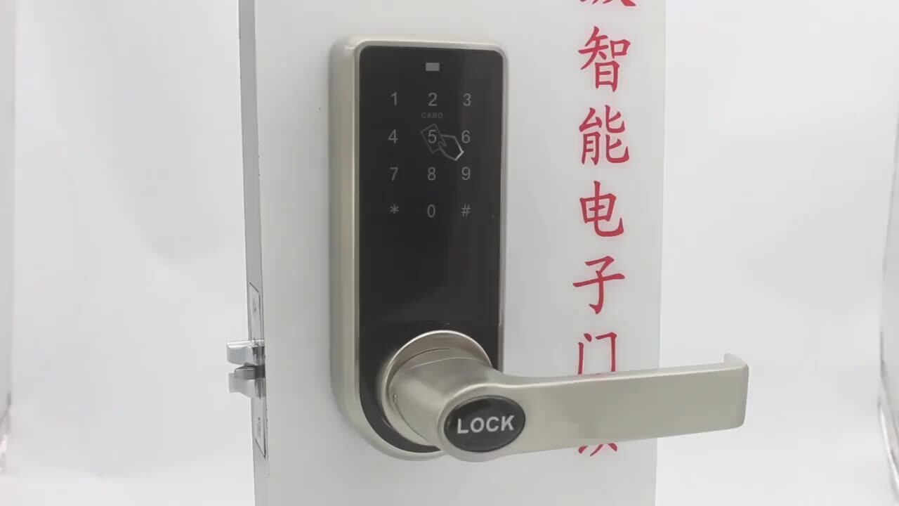 Smart keypad swipe key rfid card reader digital code handle door lock ...
