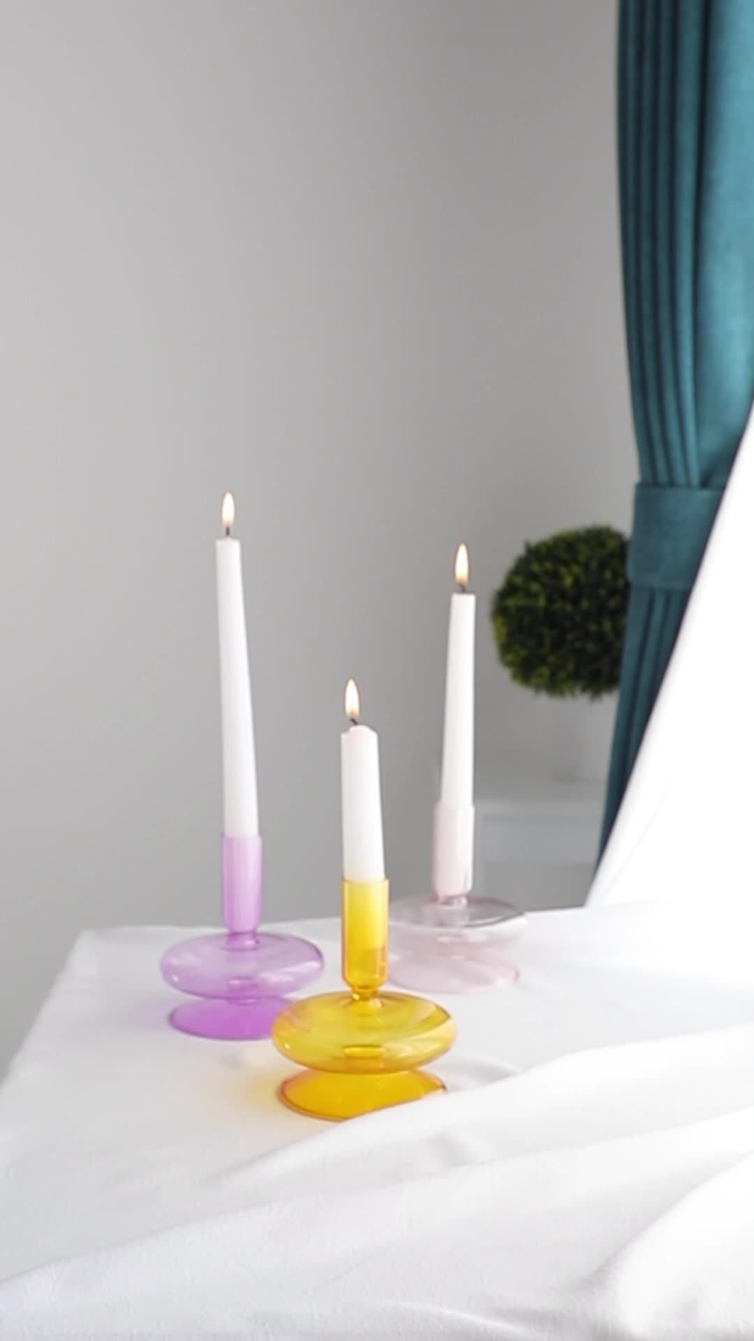 Nordic Colored Borosilicate Glass Candle Holder Home Wedding Decoration ...