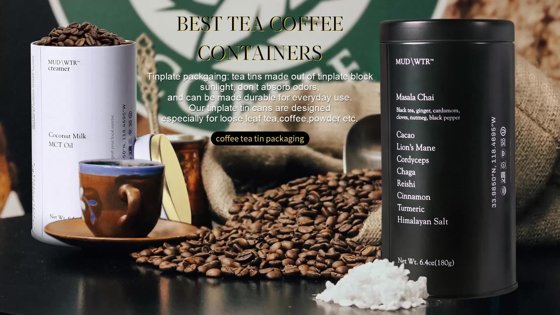 Wholesale Printing Design Food Grade Airtight Round Black Matte Tins Custom Coffee Tin Can Tea ...