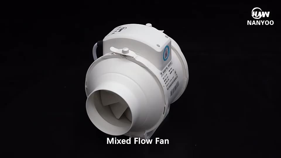 White Plastic Blades Blower Turbine Duct Axial Mixed Flow Ventilation Silent Inline Duct Fan ...