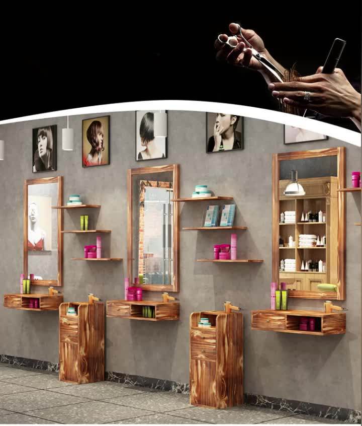 Wall Mount Beauty Salon Spa Hair Styling Station Desk With Cabinet ...