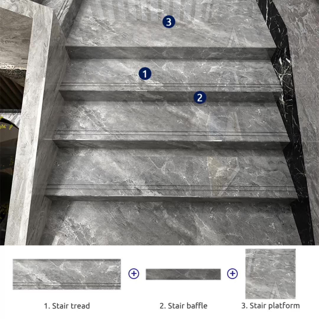 modern house stairway tiles grey marble texture stair tile decorative ...