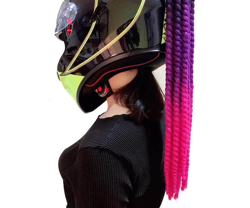 Punk Style Motorcycle Scattered Gradient Ramp Helmet Braid Twist Braid ...