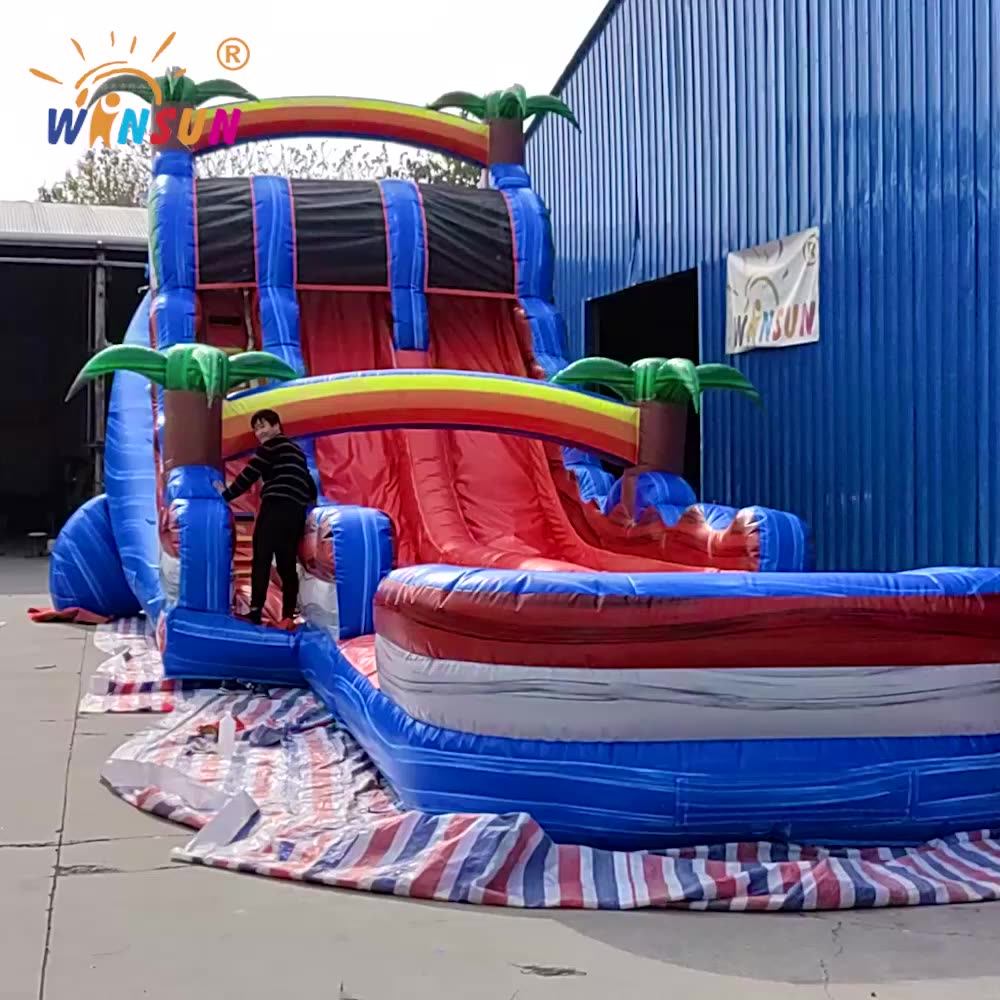 19ft Inflatable Water Slides With Pool Commercial Tropical Water Slides ...