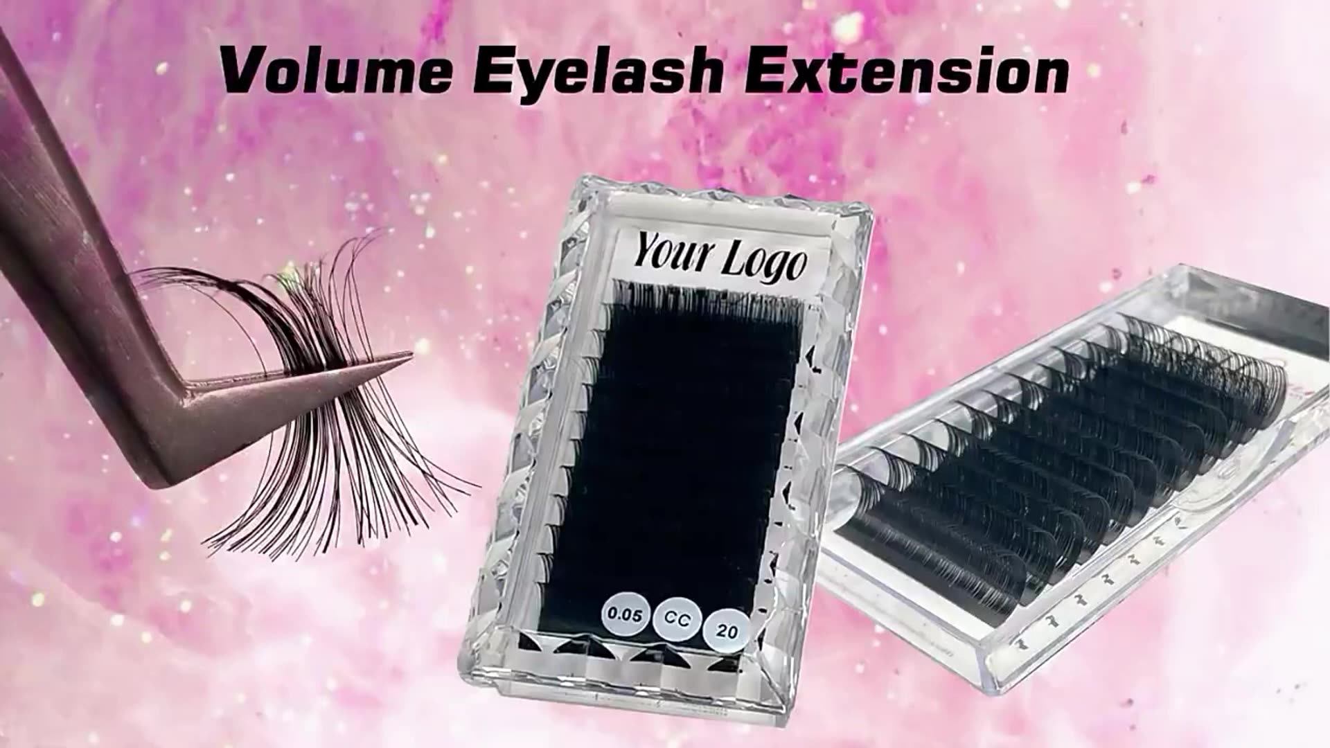 Full Volume D Curl Lash Trays Volume Classic Cashmere Eyelash Extension Custom Logo Natural Long ...