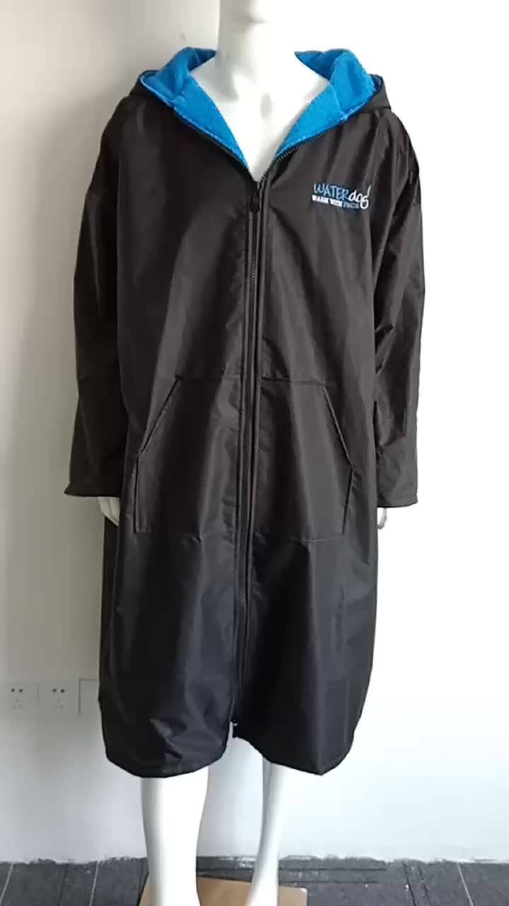 Waterproof Poncho Adult Beach Robe Poncho With Cotton Towel Lining Logo ...