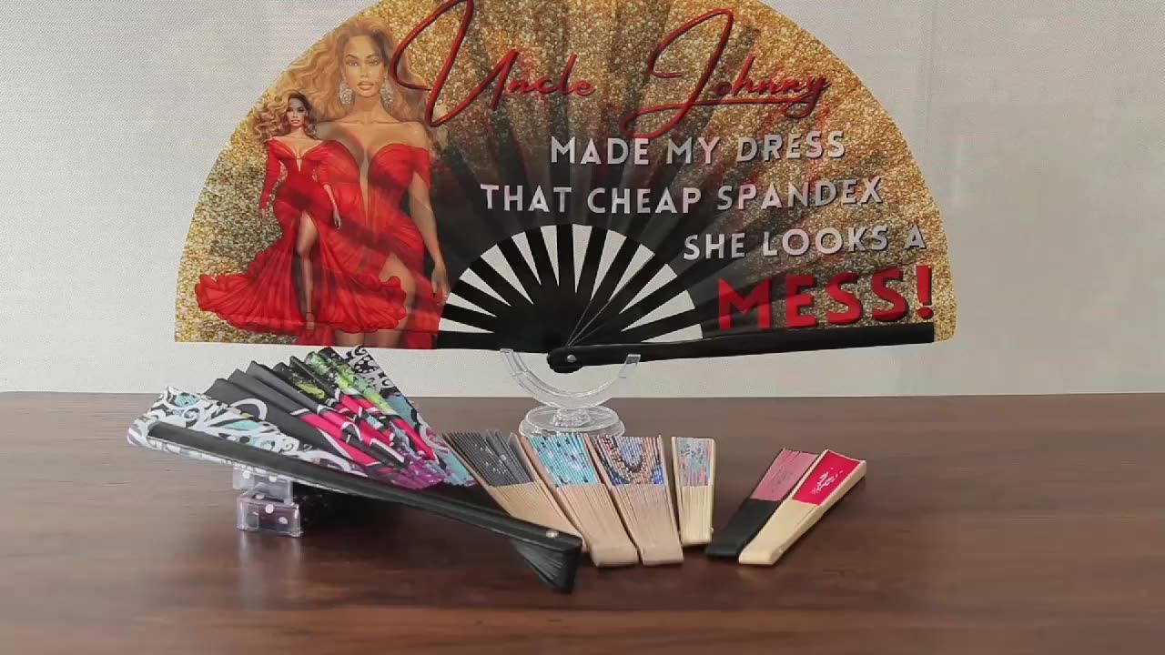 Bsbh Luxury Large Clack Bamboo Hand Fan Custom Logo Folk Art Style For ...