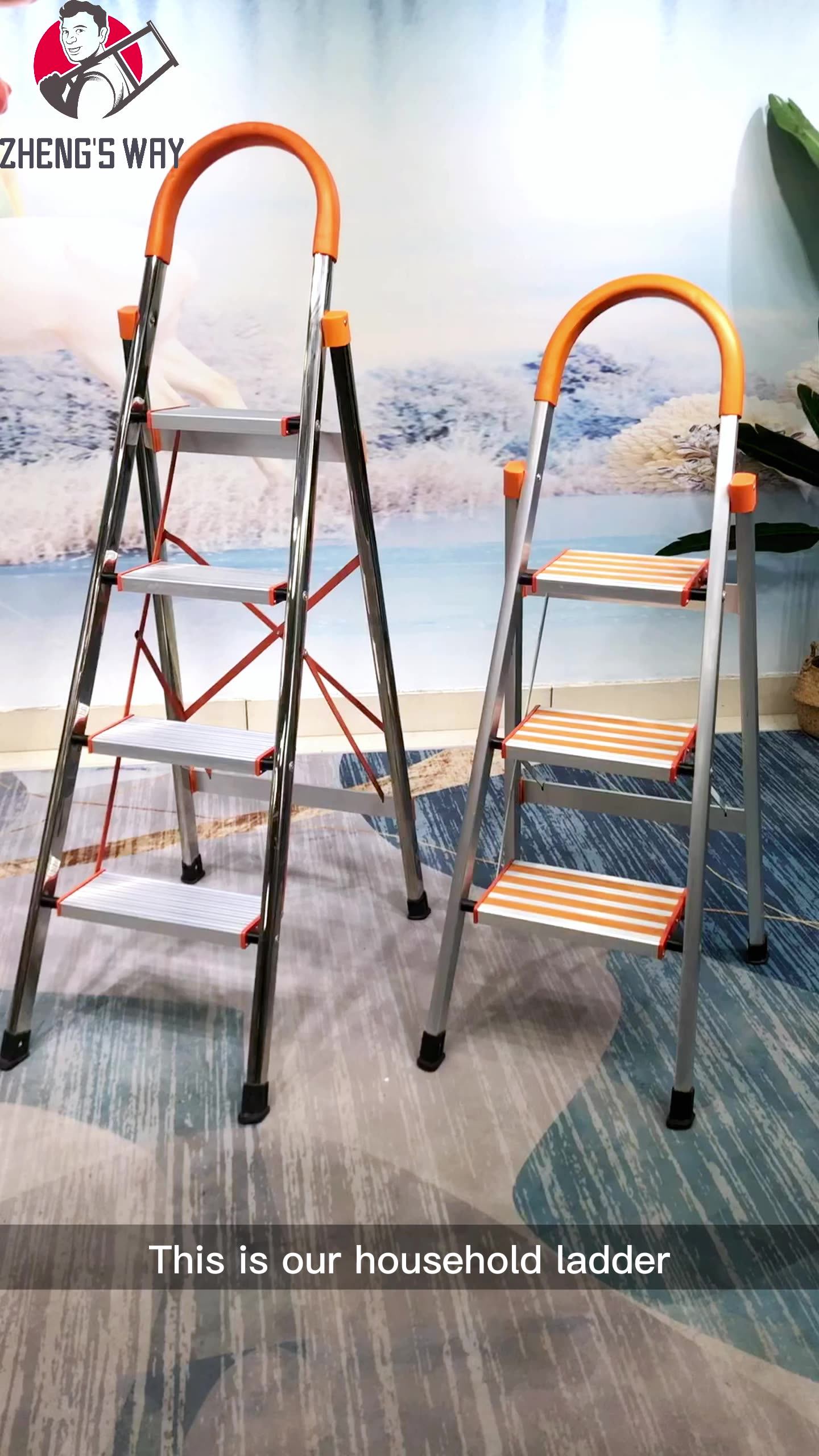 Aluminium Folding 3 Step Household Ladder Foldable Step Stairs Folding ...