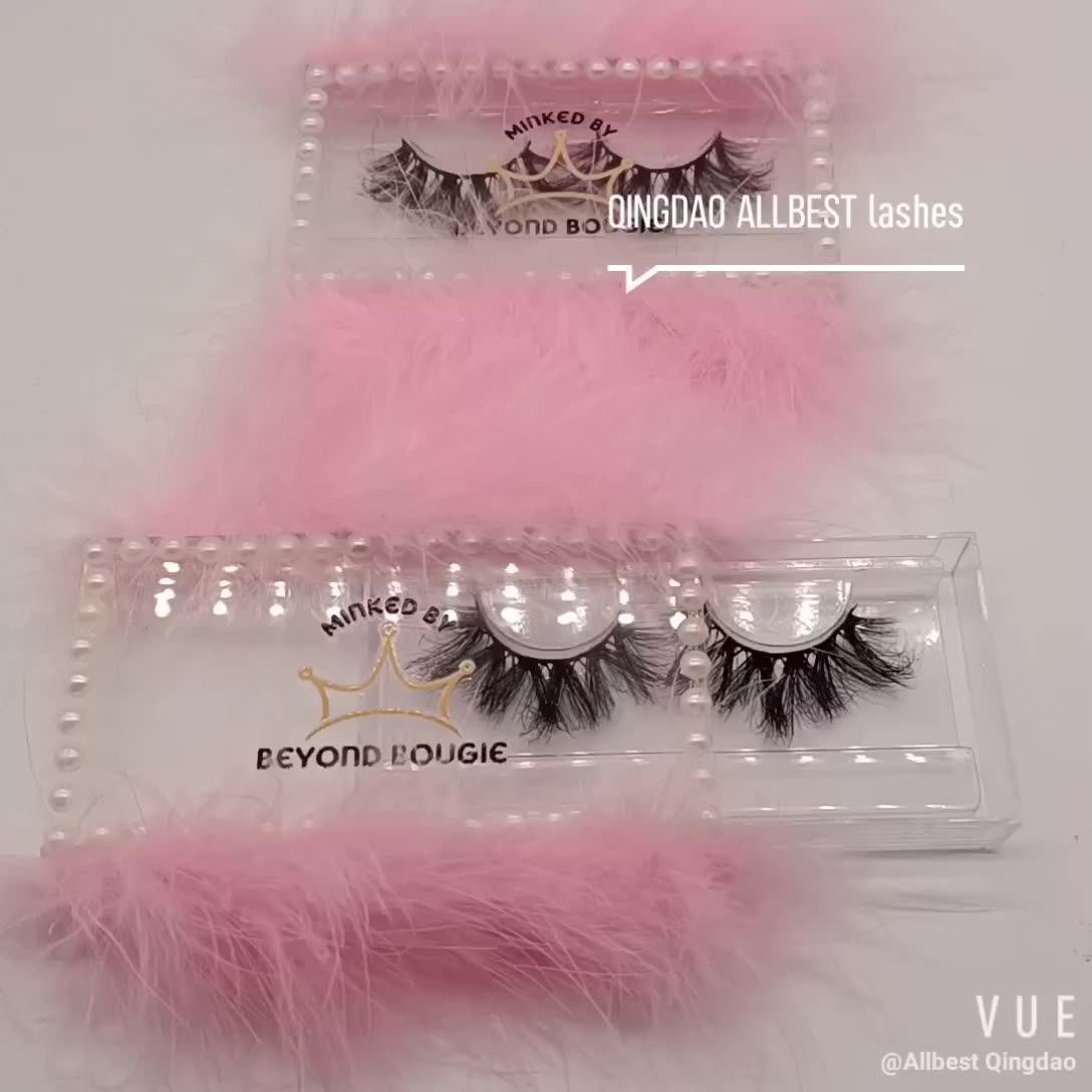 2021 Shiny Light Pink Fur Lash Box 100% Mink Full Strip 25mm Lashes ...