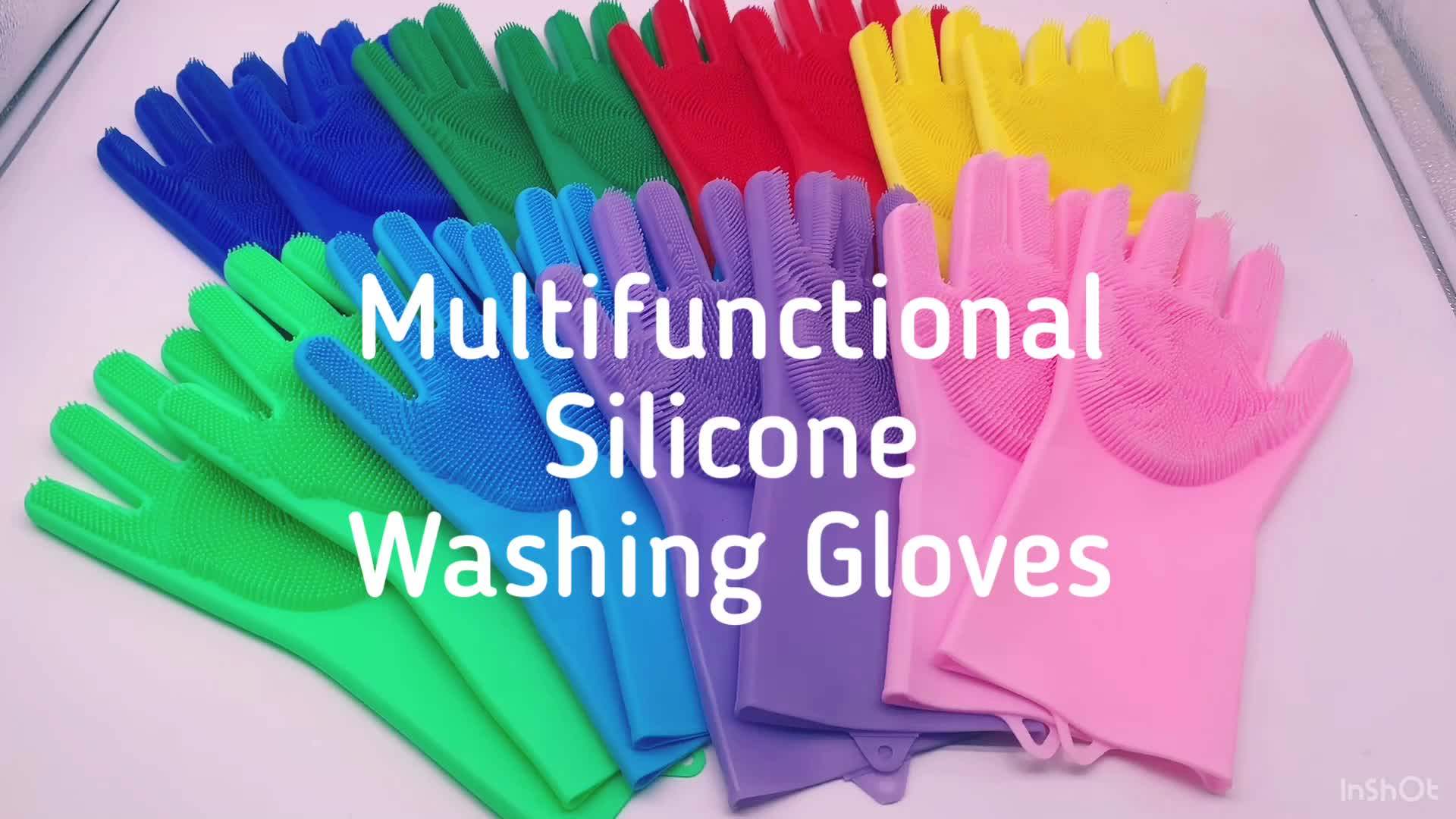 Dishwashing Cleaning Sponge Gloves With Long Bristles 1 Pair Reusable ...