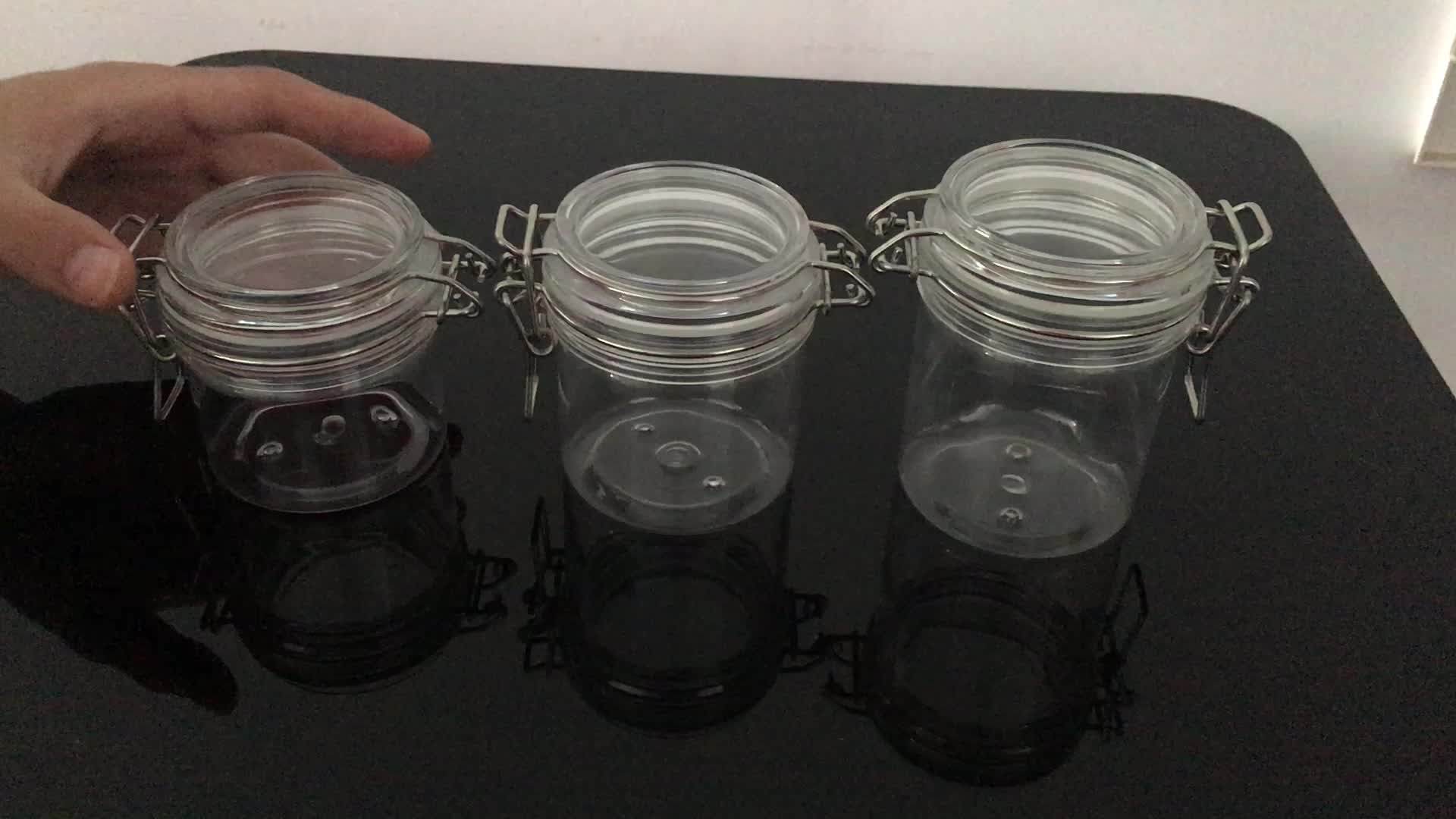 Food Grade 200ml 7 Oz Empty Plastic Airless Jar With Clasp Lock Lid ...