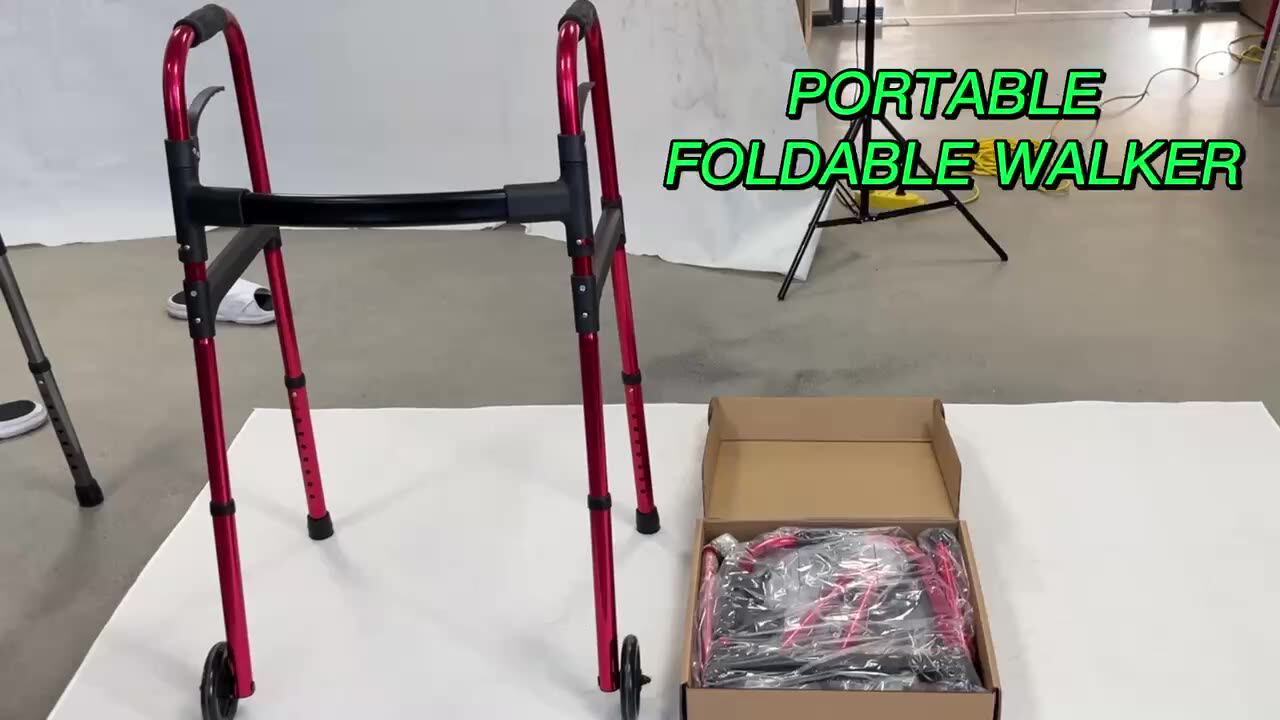 Medical Heavy-duty Adult Folding Walker With Wheels And Handbrakes ...