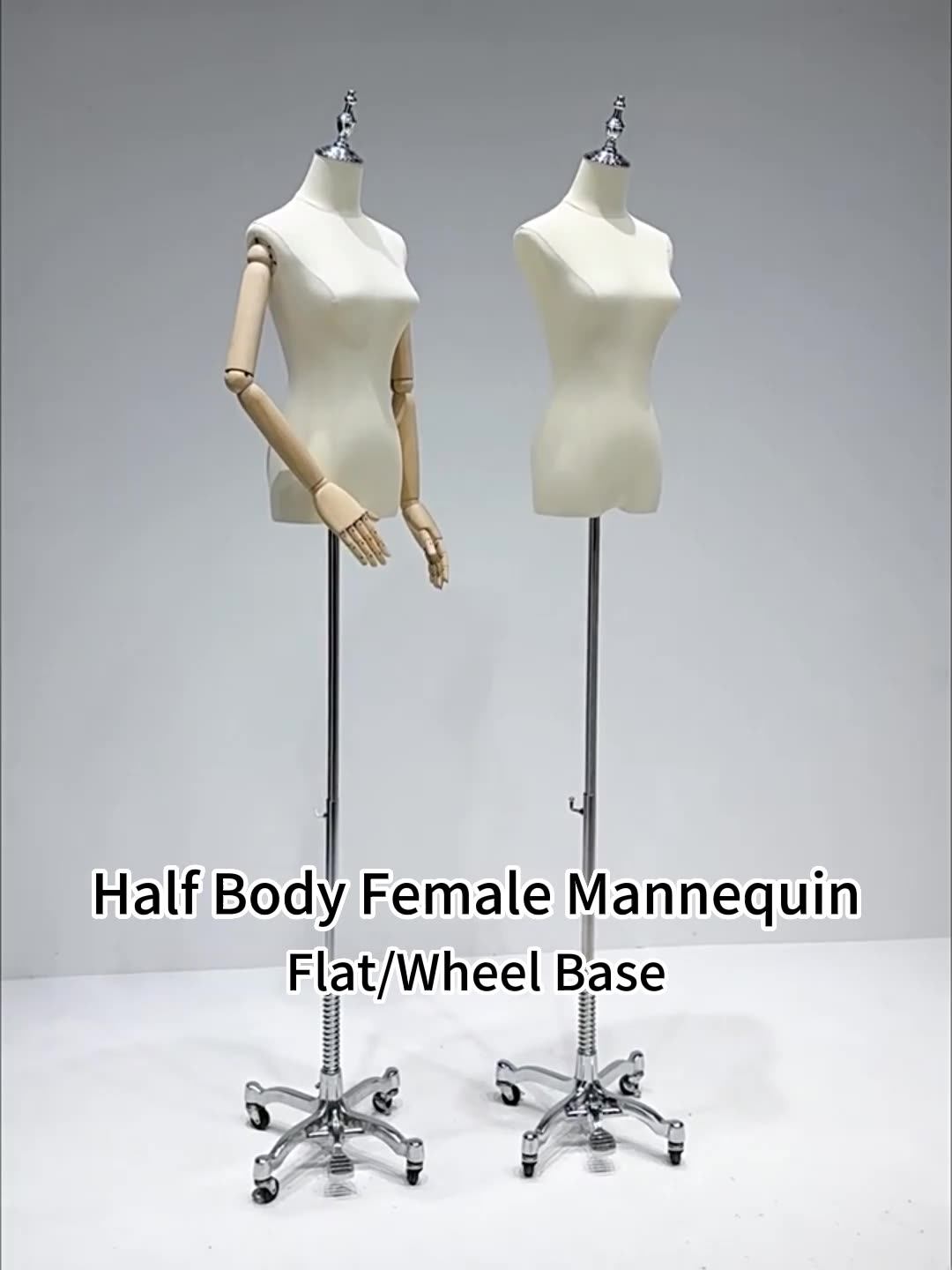 Movable Mannequin Female Wooden Arm Half Body Women Mannequin With Gold ...