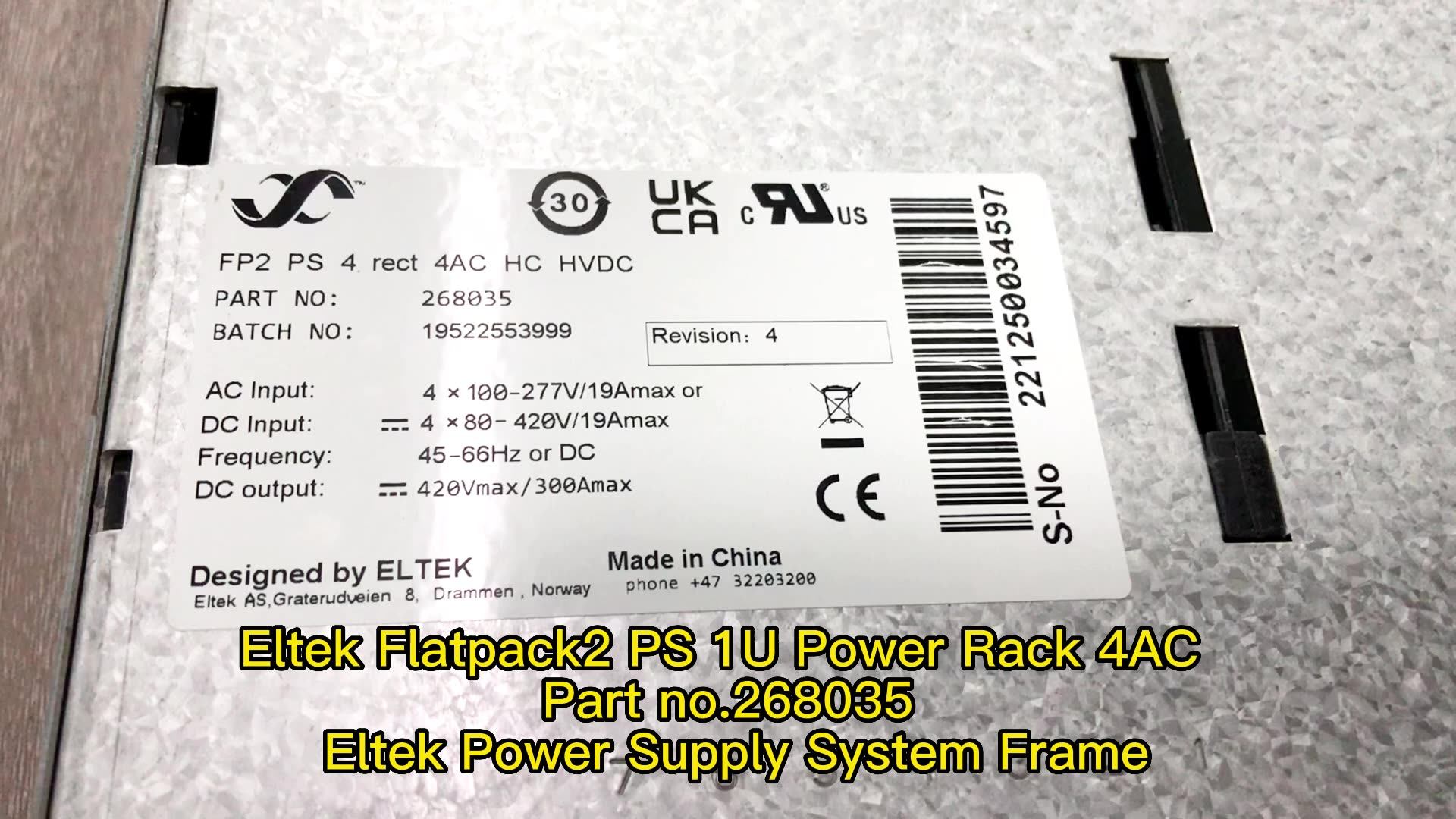 Eltek Rectifier Flatpack2 Integrated 19inch 2u Embedded Dc Power Supply ...