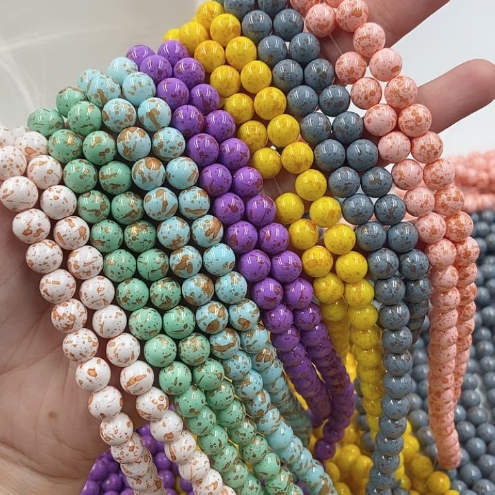 Stock For Sale Unique Glass Beads 8mm Non Trace Bead With Gold Spots ...