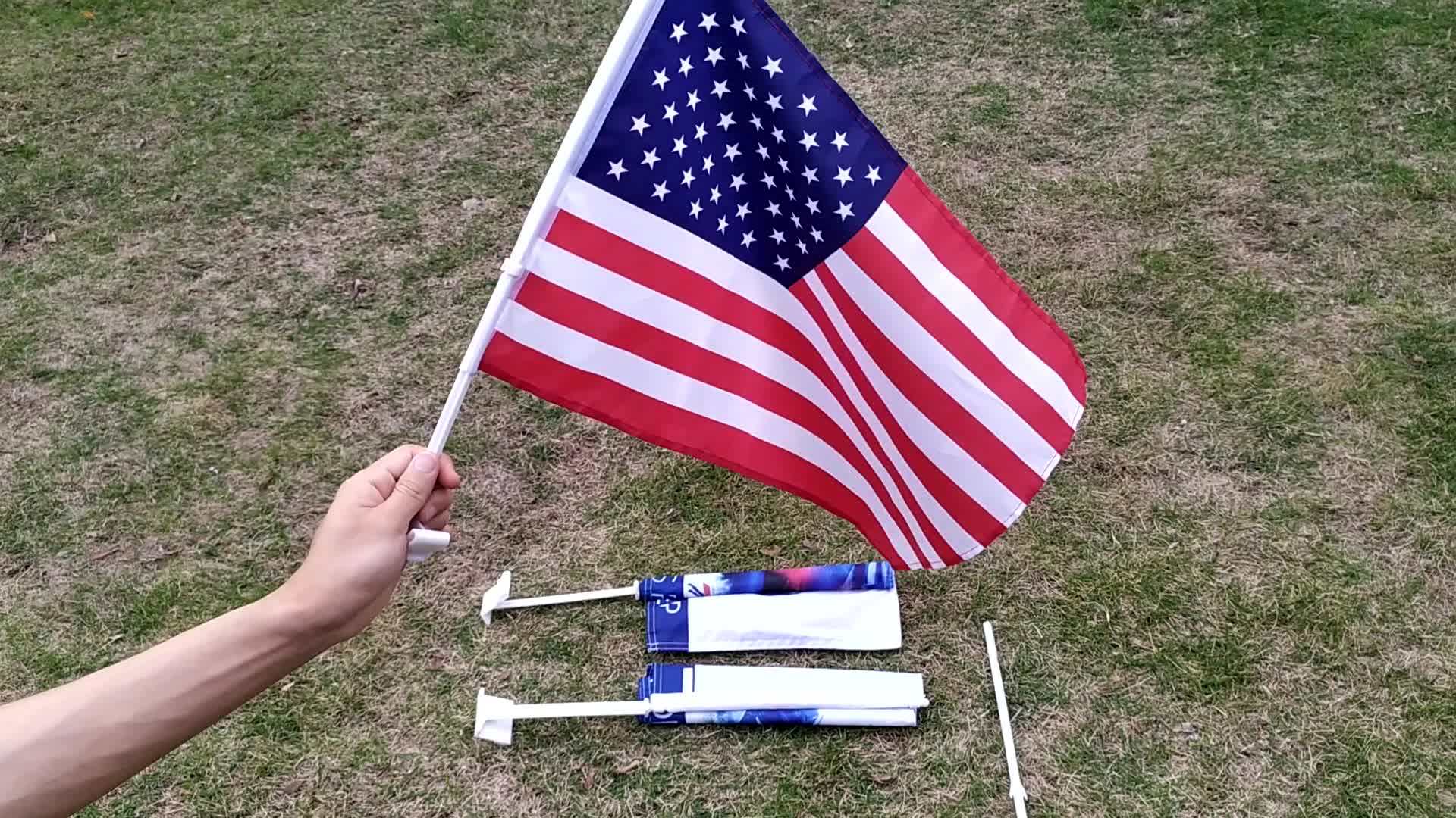 Usa Auto Car Flag On Plastic Stick 12" X 18" Small American Flags - Buy ...