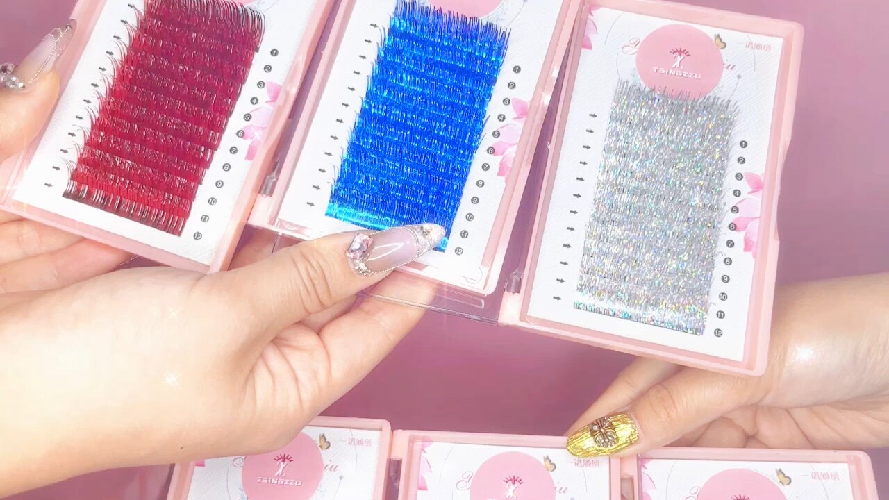 Shiny Colorful Eyelashes Makeup Tinsel Individual Lashes Holographic ...