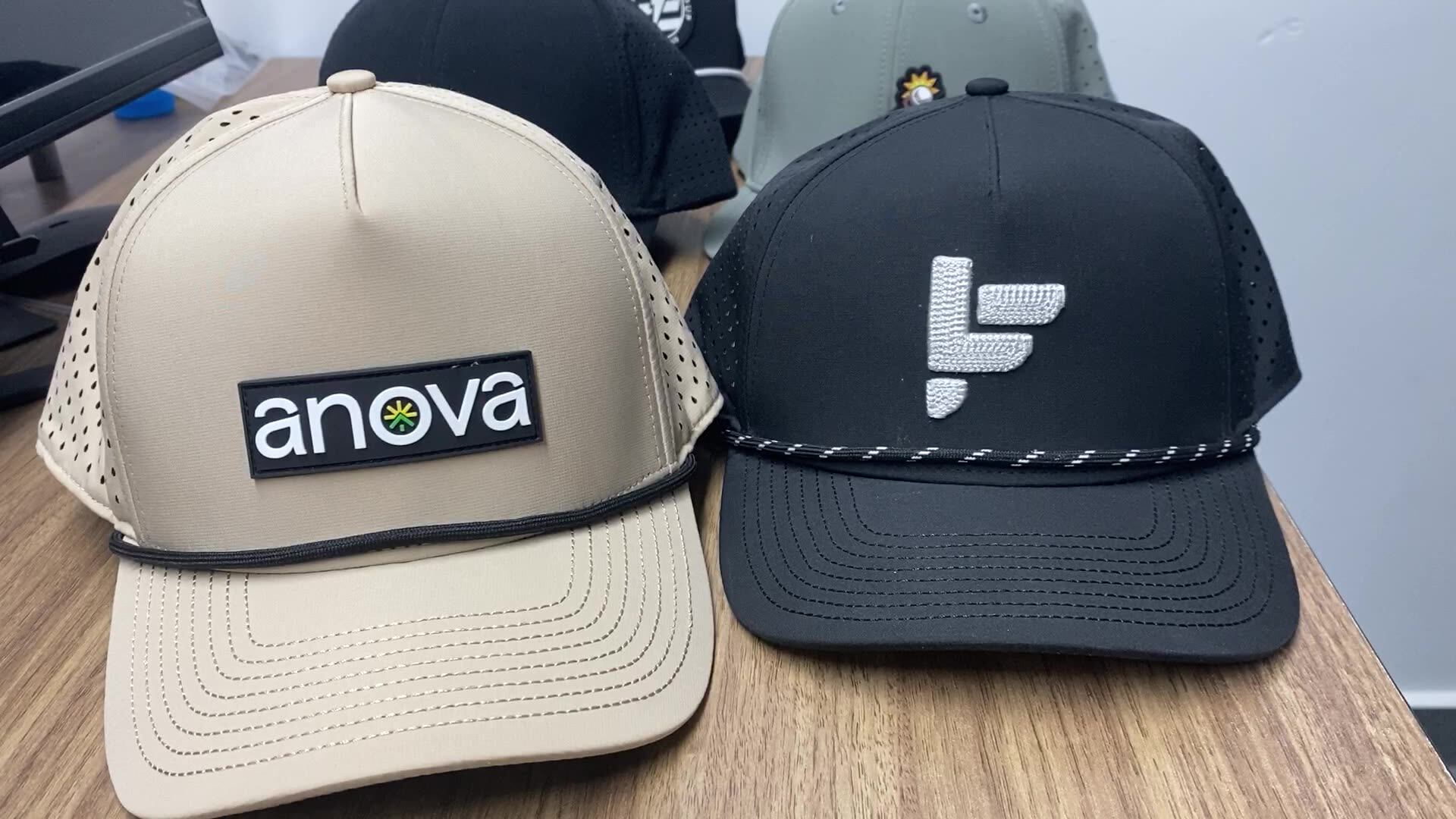 Custom Logo Cut Hole Perforated Melin Hat Gorras Rope Golf Truck Hats ...