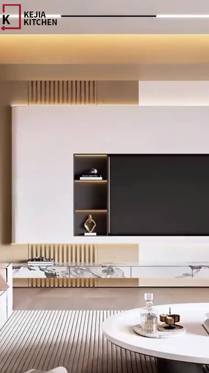 Kejia Luxury Modern Design Tv Unit Wall Mounted Wooden Living Room ...